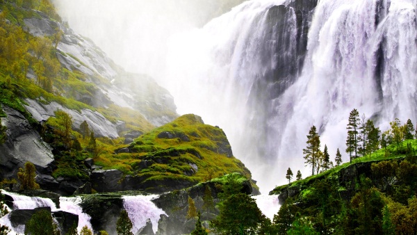 A waterfall near a small Sami fishing village in Norway.