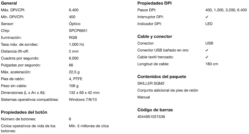 SGM2 specs